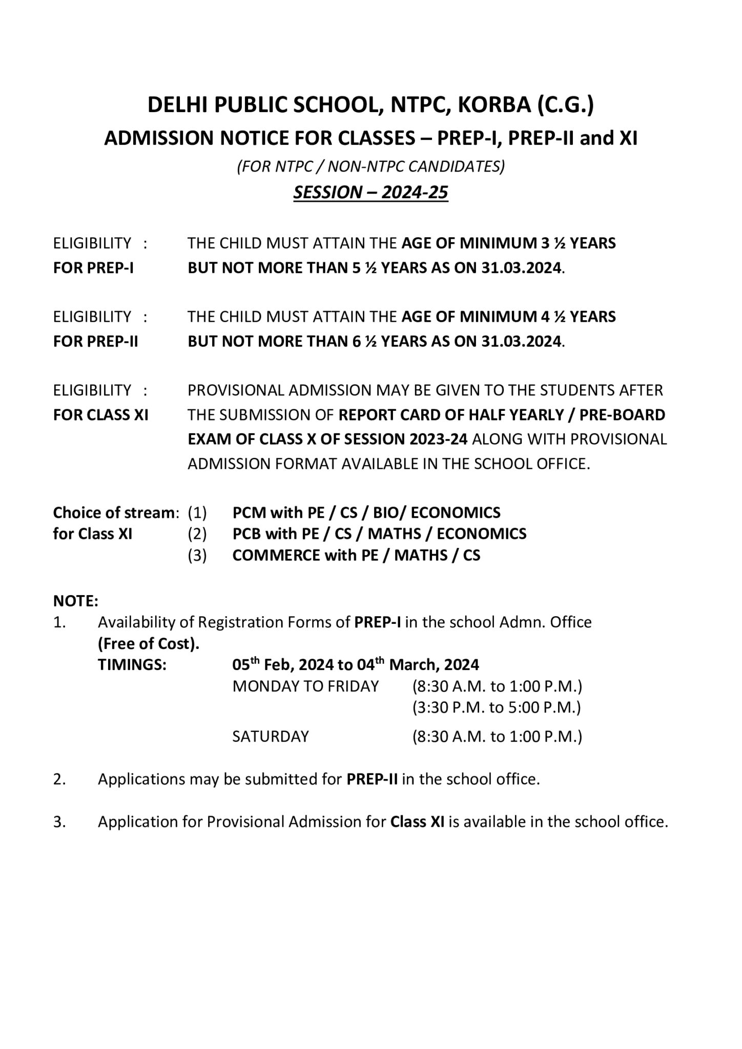 Admission Procedure – DPS NTPC Korba
